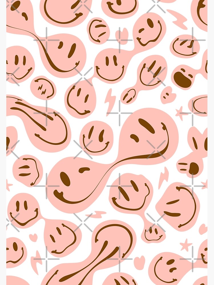 "Drippy smiley face Melon Pink Preppy Aesthetic Smiley" Poster for Sale ...
