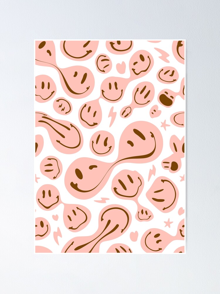"Drippy smiley face Melon Pink Preppy Aesthetic Smiley" Poster for Sale ...