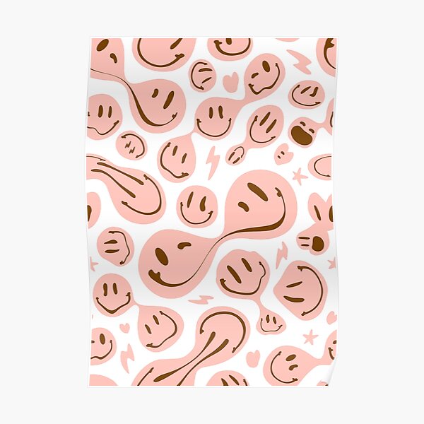 "Drippy smiley face Melon Pink Preppy Aesthetic Smiley" Poster for Sale ...