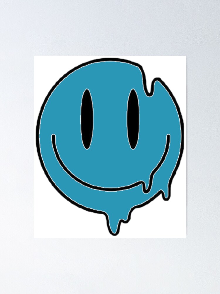 "blue drippy melting smiley face " Poster for Sale by opheliaaniston ...