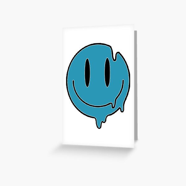 "blue drippy melting smiley face " Greeting Card for Sale by ...