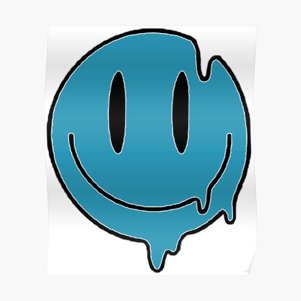 "blue drippy melting smiley face " Poster for Sale by opheliaaniston ...