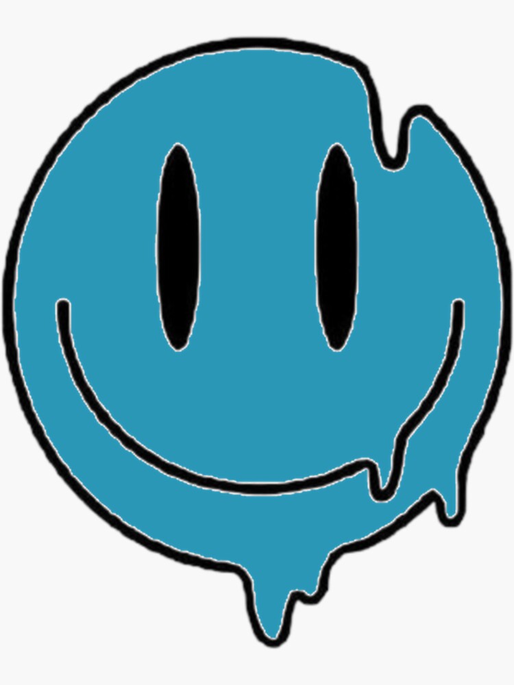 "blue drippy melting smiley face " Sticker for Sale by opheliaaniston ...