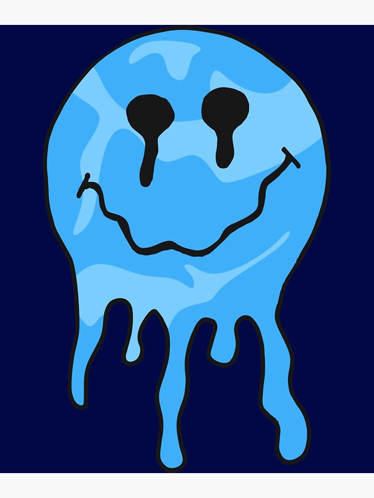 "Blue Drippy Smiley Face " Poster for Sale by opheliaaniston | Redbubble