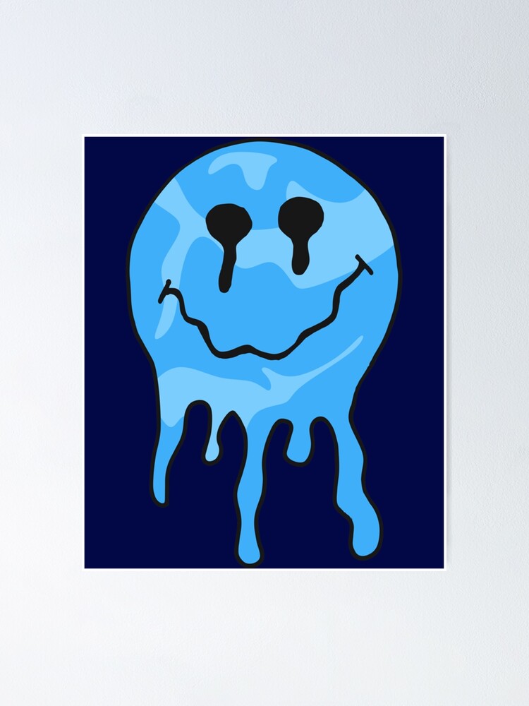 "Blue Drippy Smiley Face " Poster for Sale by opheliaaniston | Redbubble