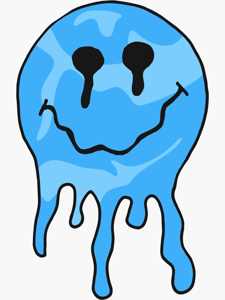 "Blue Drippy Smiley Face " Sticker for Sale by opheliaaniston | Redbubble