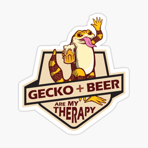"Gecko and Beer Are My Therapy" Sticker for Sale by chillaxcats | Redbubble