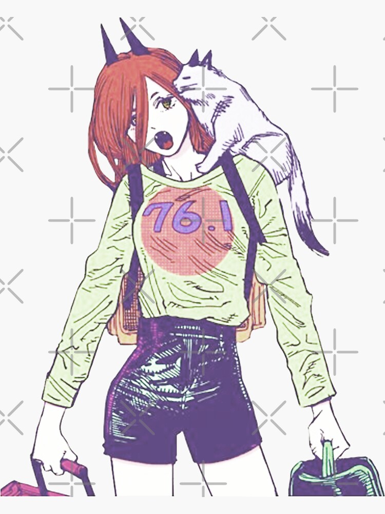 Pegatina «Chainsaw Man ,Power and his cat» de Sonic-ip | Redbubble