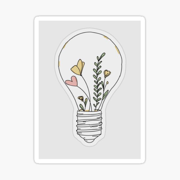 "lightbulb with floral effect aesthetic" Sticker for Sale by Deenprints ...