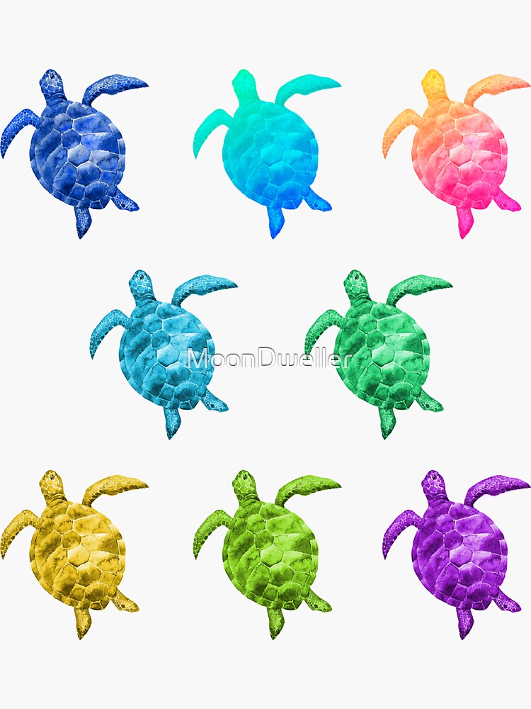 "Colorful Package of Sea Turtles Stickers" Sticker for Sale by ...