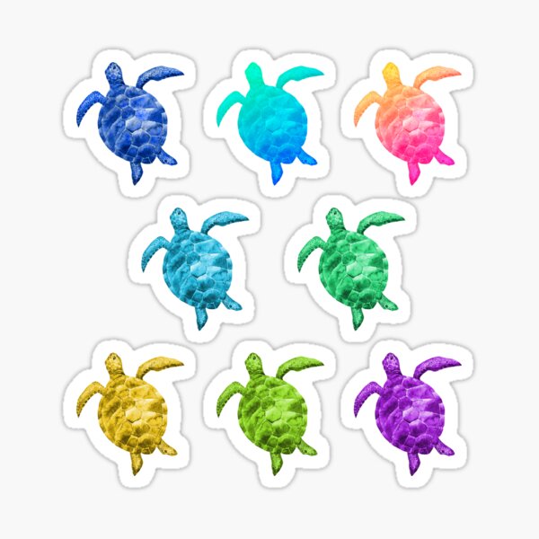 "Colorful Package of Sea Turtles Stickers" Sticker for Sale by ...