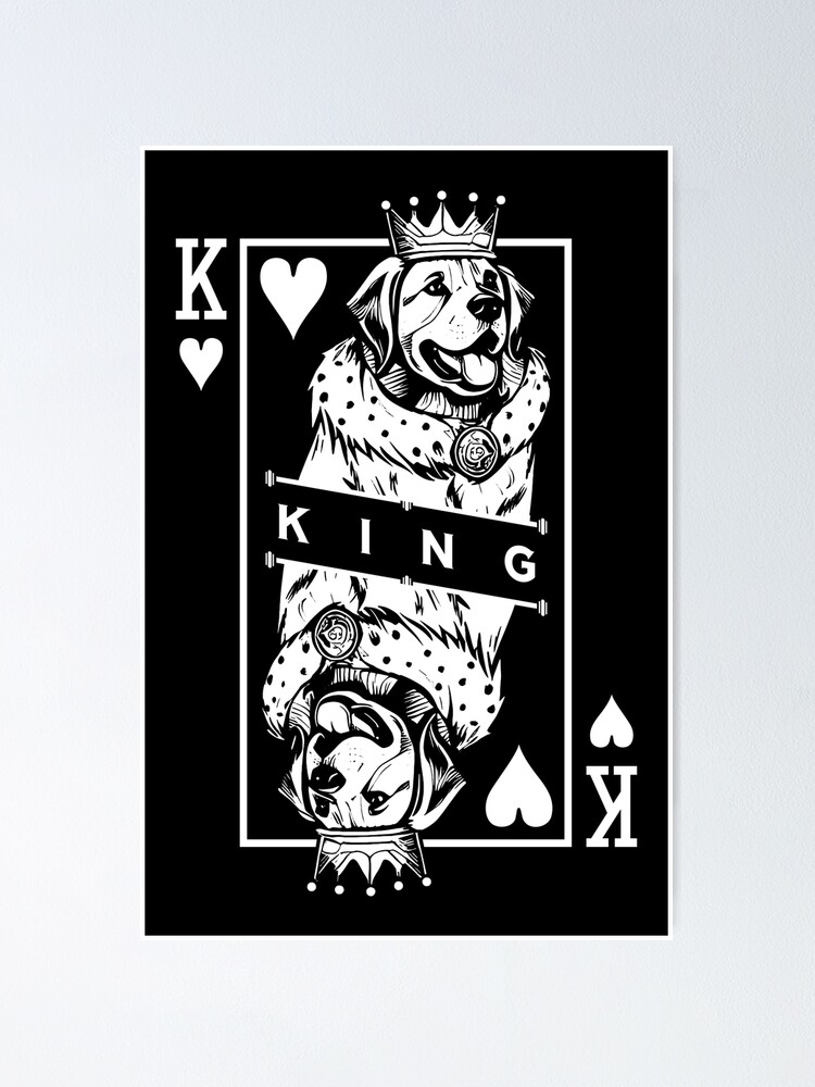 "Golden Retriever King Of Hearts Dog Playing Card Pop Art" Poster for ...