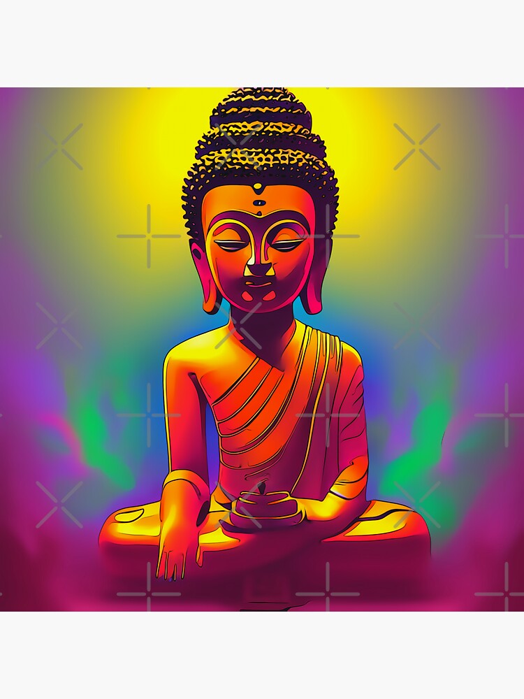"Meditating Festive Buddha Statue" Sticker for Sale by BigBangBusiness ...