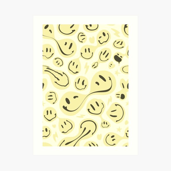 "Drippy smiley face Pastel Yellow Preppy Aesthetic Smiley" Art Print ...