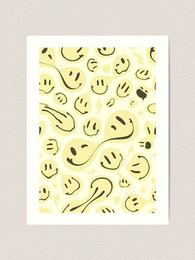 "Drippy smiley face Pastel Yellow Preppy Aesthetic Smiley" Art Print ...