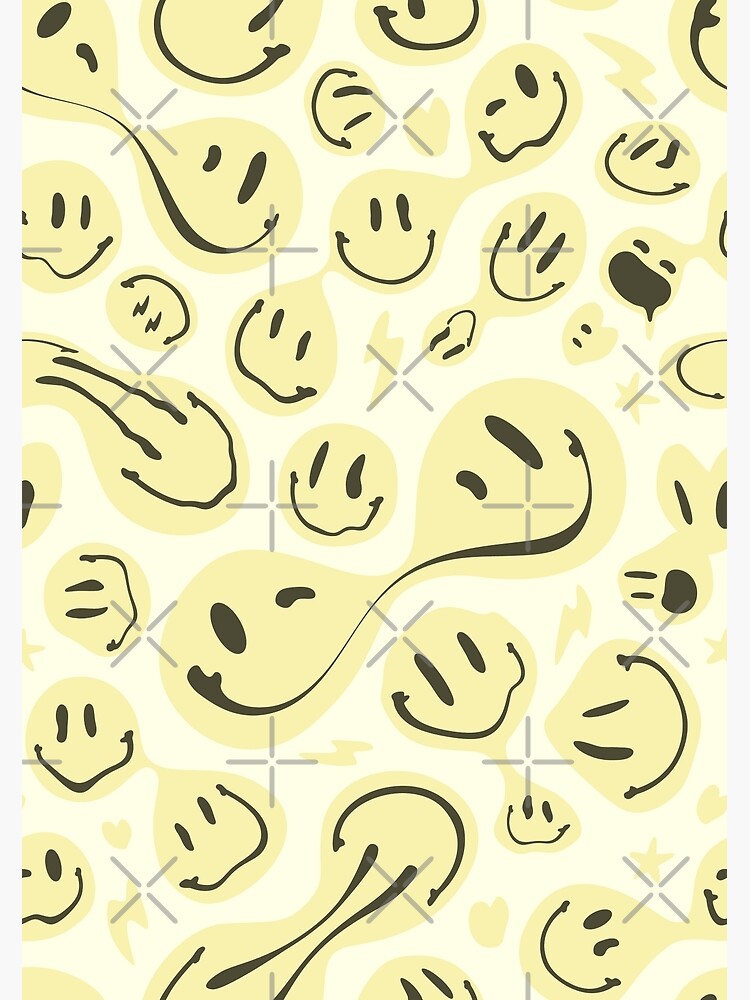 "Drippy smiley face Pastel Yellow Preppy Aesthetic Smiley" Photographic ...