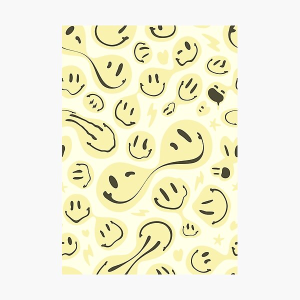 "Drippy smiley face Pastel Yellow Preppy Aesthetic Smiley" Photographic ...