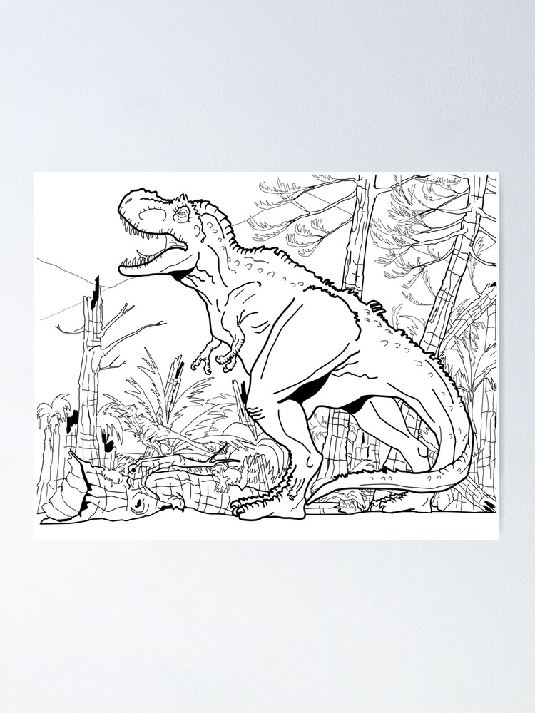 "Tyrannosaurus Rex Dinosaur Line Art" Poster for Sale by zenithcreative ...