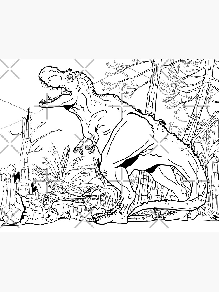 "Tyrannosaurus Rex Dinosaur Line Art" Sticker for Sale by ...