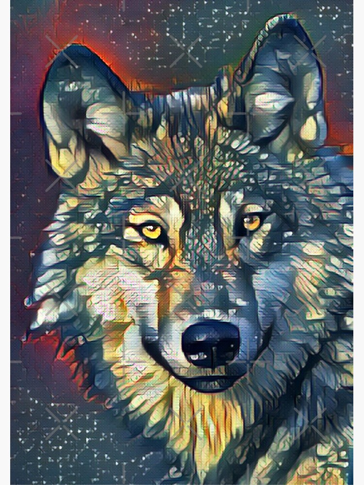 "Stunning Alpha Grey Wolf with Intense Gaze Artistic Wolf Art" Sticker ...