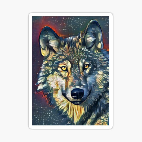 "Stunning Alpha Grey Wolf with Intense Gaze Artistic Wolf Art" Sticker ...