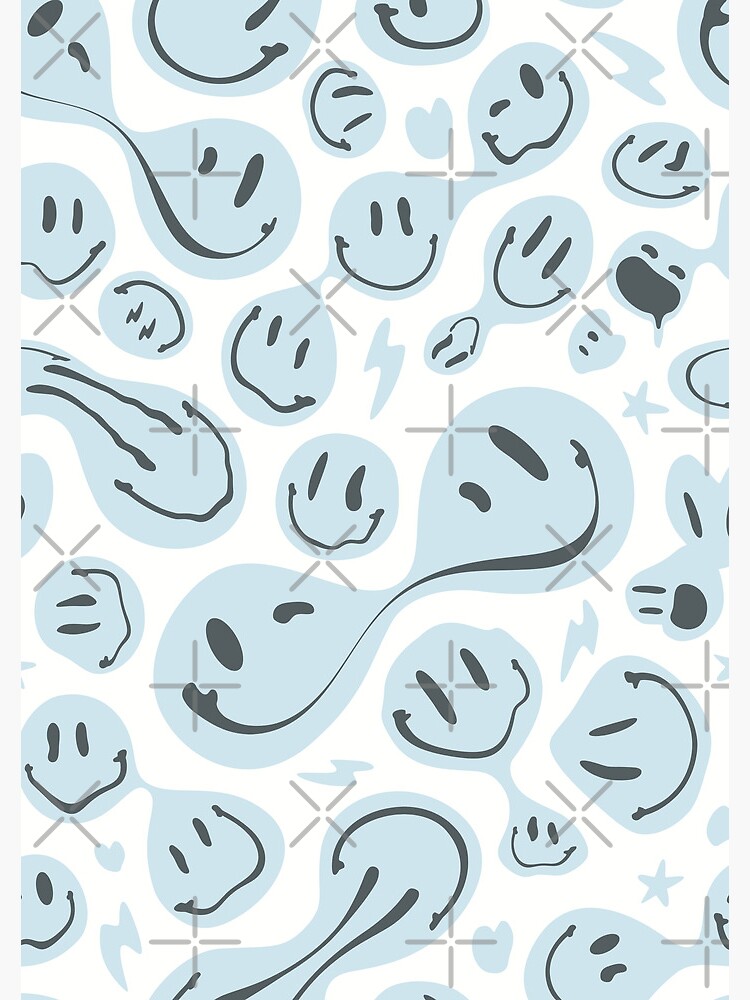 "Drippy smiley face Pastel Light Blue Preppy Aesthetic Smiley" Spiral ...