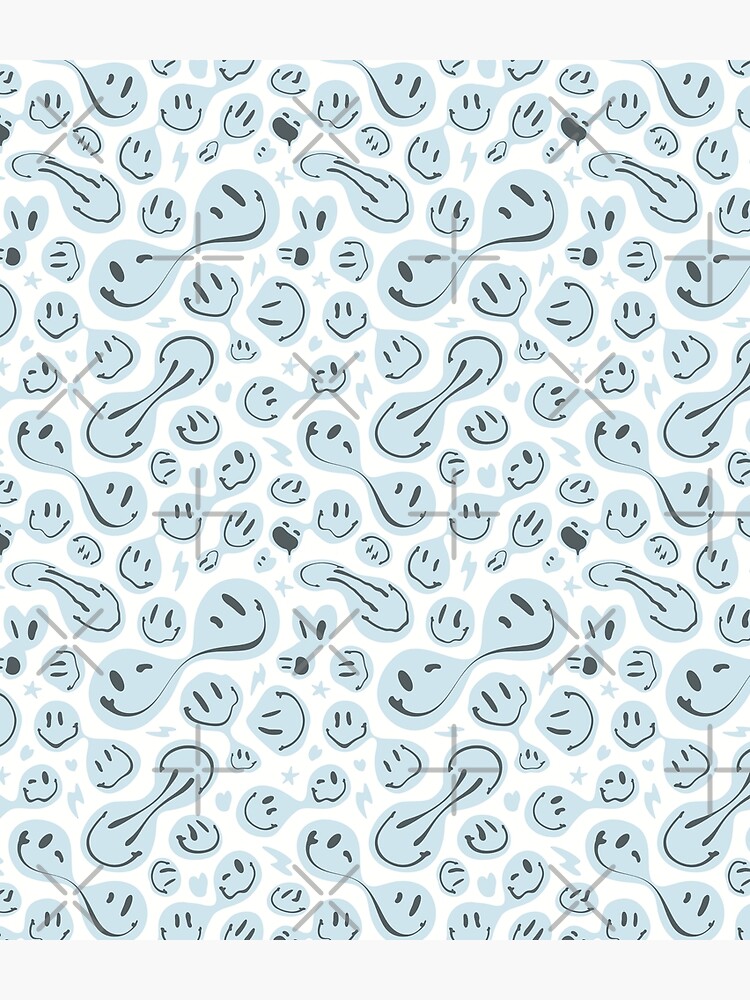 "Drippy smiley face Pastel Light Blue Preppy Aesthetic Smiley" Backpack ...