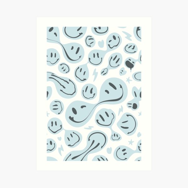 "Drippy smiley face Pastel Light Blue Preppy Aesthetic Smiley" Art ...