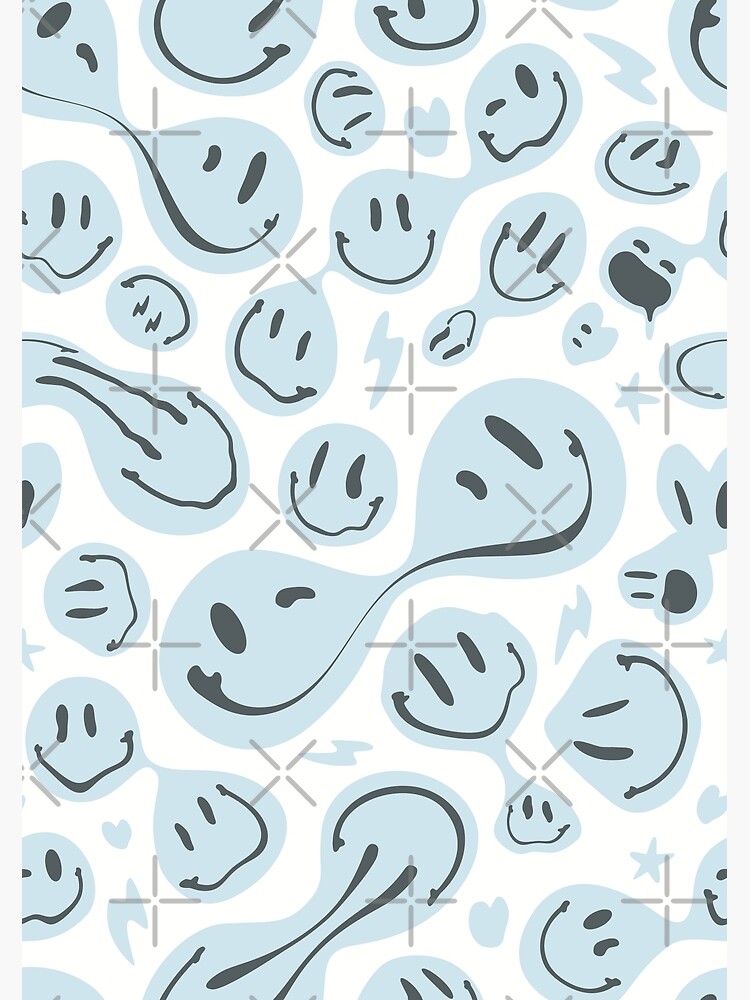 "Drippy smiley face Pastel Light Blue Preppy Aesthetic Smiley" Art ...