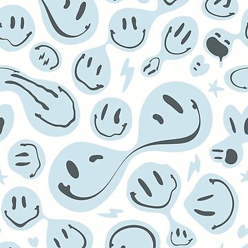 "Drippy smiley face Pastel Light Blue Preppy Aesthetic Smiley" Backpack ...