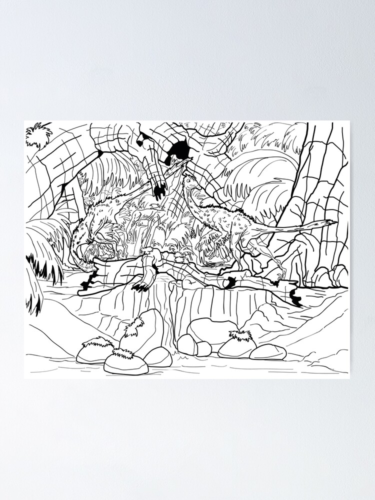 Póster «Arte de línea de dinosaurio Urbacodon» de zenithcreative ...