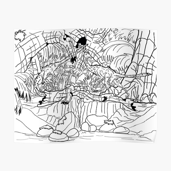 Póster «Arte de línea de dinosaurio Urbacodon» de zenithcreative ...