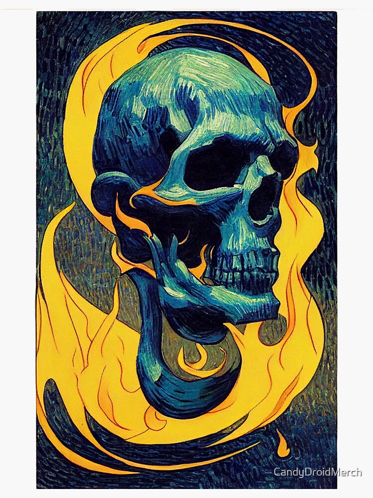 "Vincent Van Gogh Styled Skull Design" Sticker for Sale by ...