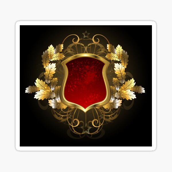 "Red Shield with an Oak Branch" Sticker by Blackmoon9 | Redbubble