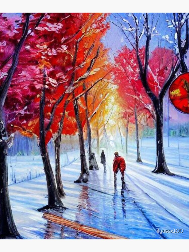 "Painting depicting all four season in one painting, summer, winter ...