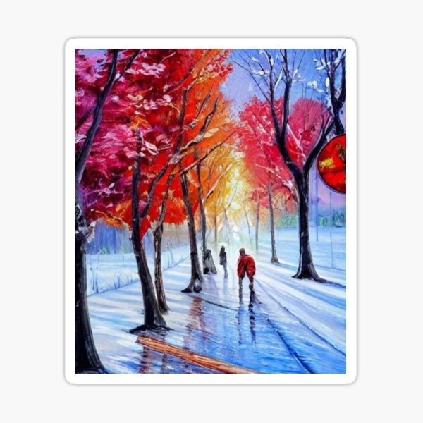 "Painting depicting all four season in one painting, summer, winter ...