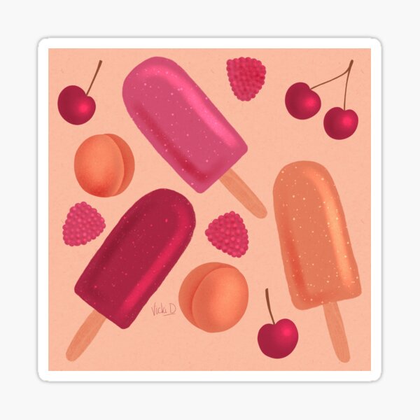 "Ice lollies and fruit" Sticker for Sale by Vicki Dunlop | Redbubble