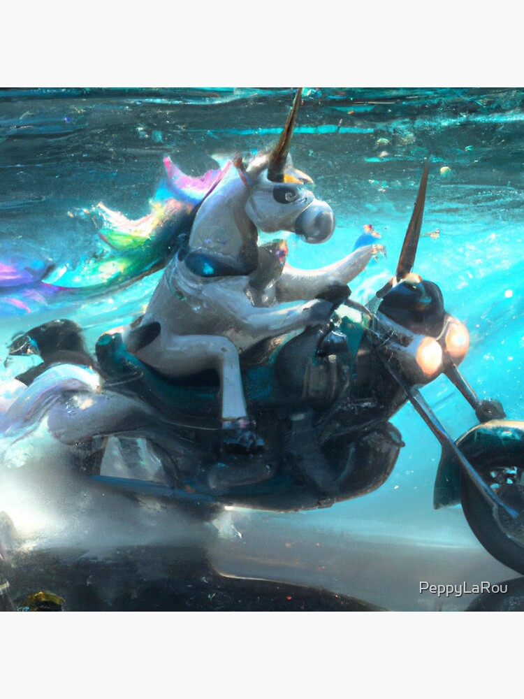 "Unicorn Biker - Mythical Creatures - Digital Artwork" Sticker for Sale ...