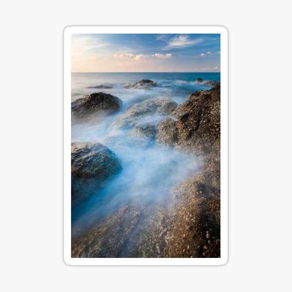 "Waves and rocks long exposure" Sticker by Juhku | Redbubble