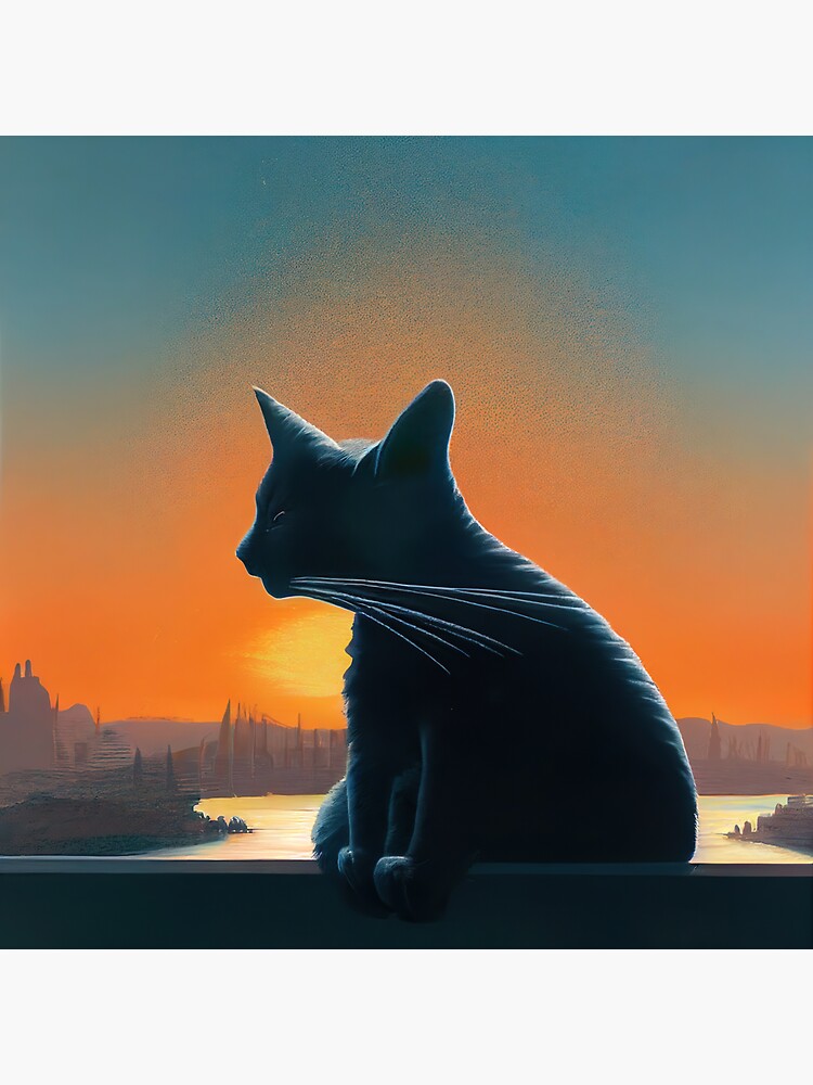 "Cute Cat Watching Sunset Sticker " Sticker for Sale by TheCreativeFab ...