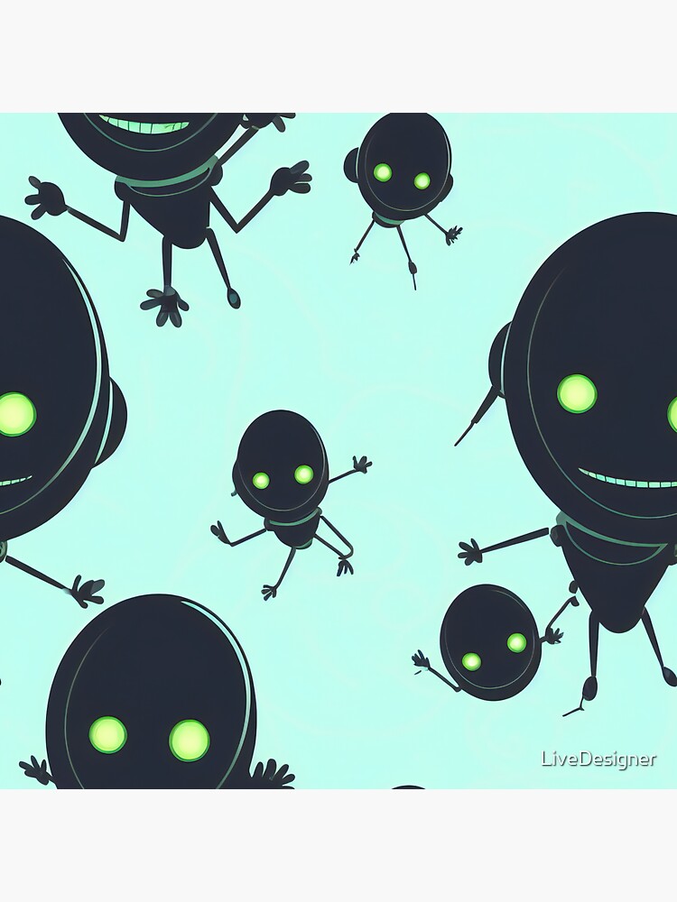 "Happy Mech Robot Android Pattern" Sticker for Sale by LiveDesigner ...