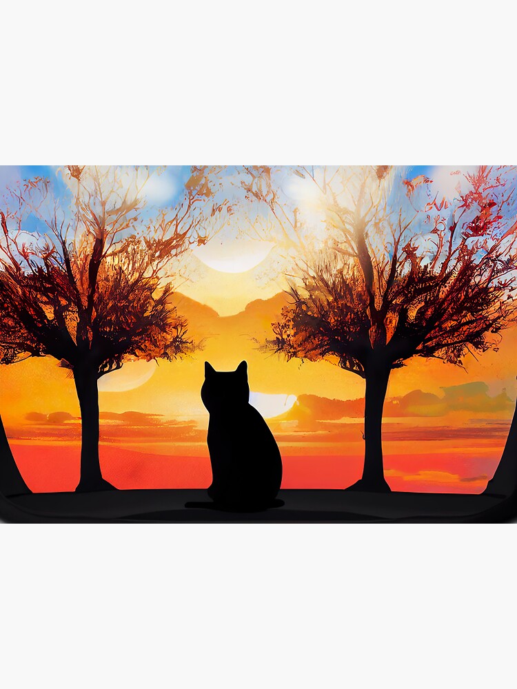 "Cute Cat Watching Sunset Sticker " Sticker for Sale by TheCreativeFab ...