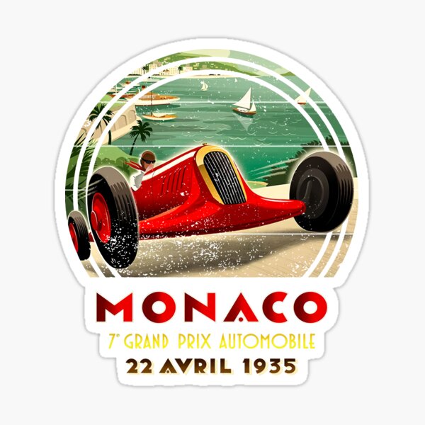 "Retro Monaco Grand Prix" Sticker for Sale by Happy-JS | Redbubble