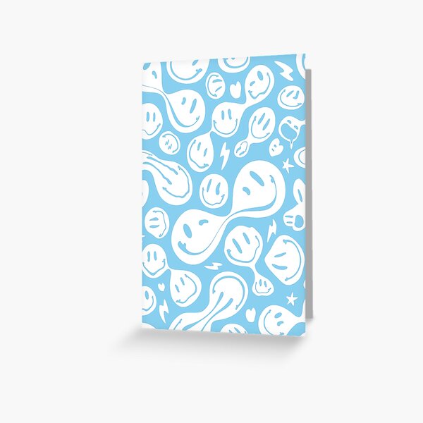 "Drippy smiley face Pastel Baby Blue Preppy Aesthetic Smiley" Greeting ...