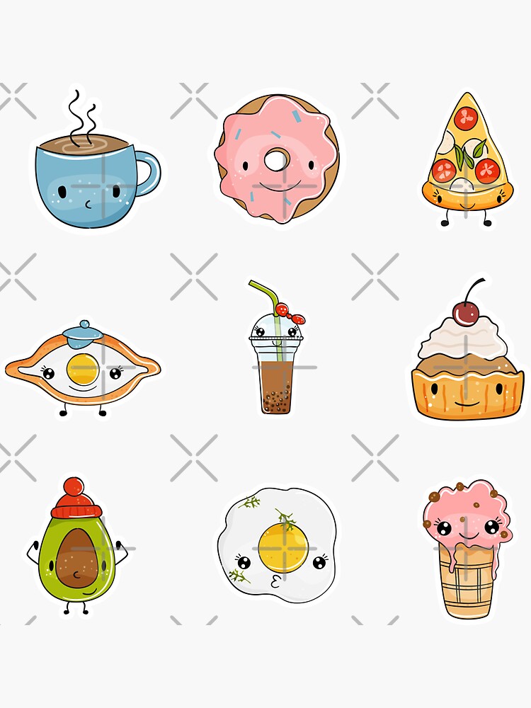 "Kawaii Cute Food Sticker pack" Sticker for Sale by Nakikej | Redbubble
