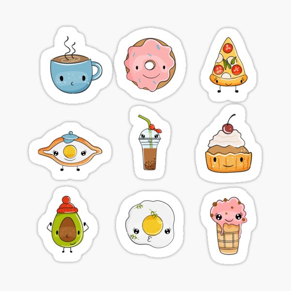 "Kawaii Cute Food Sticker pack" Sticker for Sale by Nakikej | Redbubble