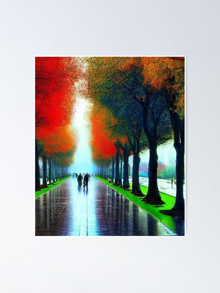 " Painting depicting all four season in one painting, summer, winter ...