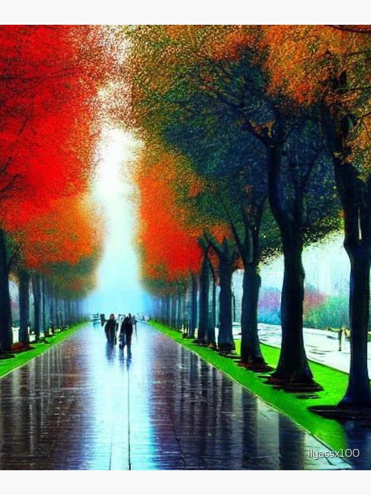 " Painting depicting all four season in one painting, summer, winter ...