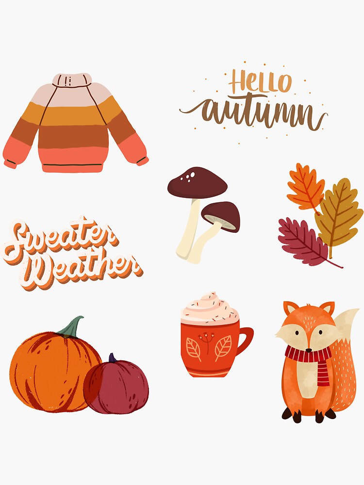 "Fall / Autumn sticker pack 2" Sticker for Sale by thiona | Redbubble