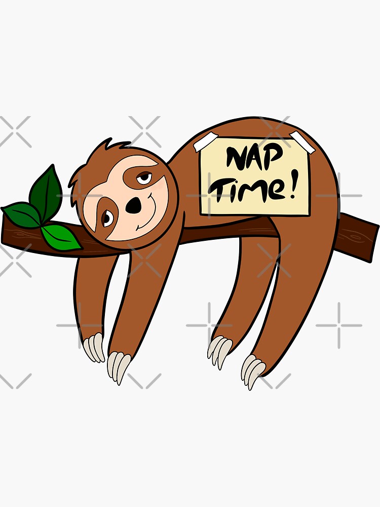Nap Time’ Sloth cartoon " Sticker for Sale by CharlieMacP | Redbubble